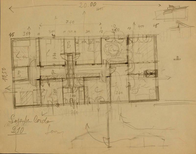 Esquisse, plan - Centre Pompidou